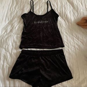 bebe | Intimates & Sleepwear | Y2k Vintage Black Velvet Bebe Set | Poshmark